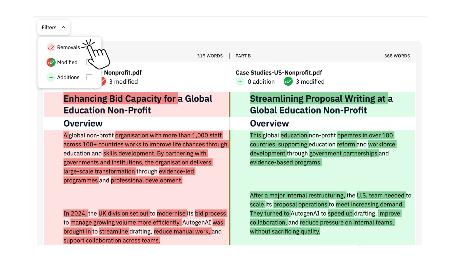 How to Use Document Comparison – AutogenAI
